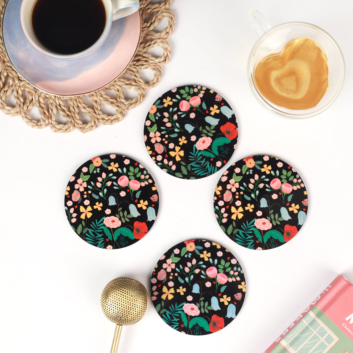 Midnight Meadow Round Coasters (Set of 4) – The Spring Palette