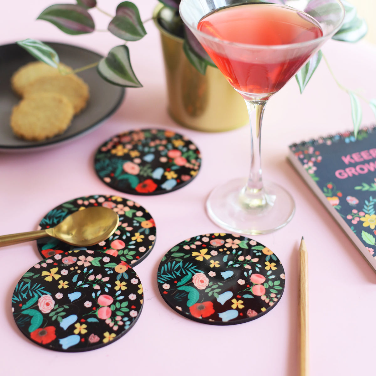 Midnight Meadow Round Coasters (Set of 4) – The Spring Palette
